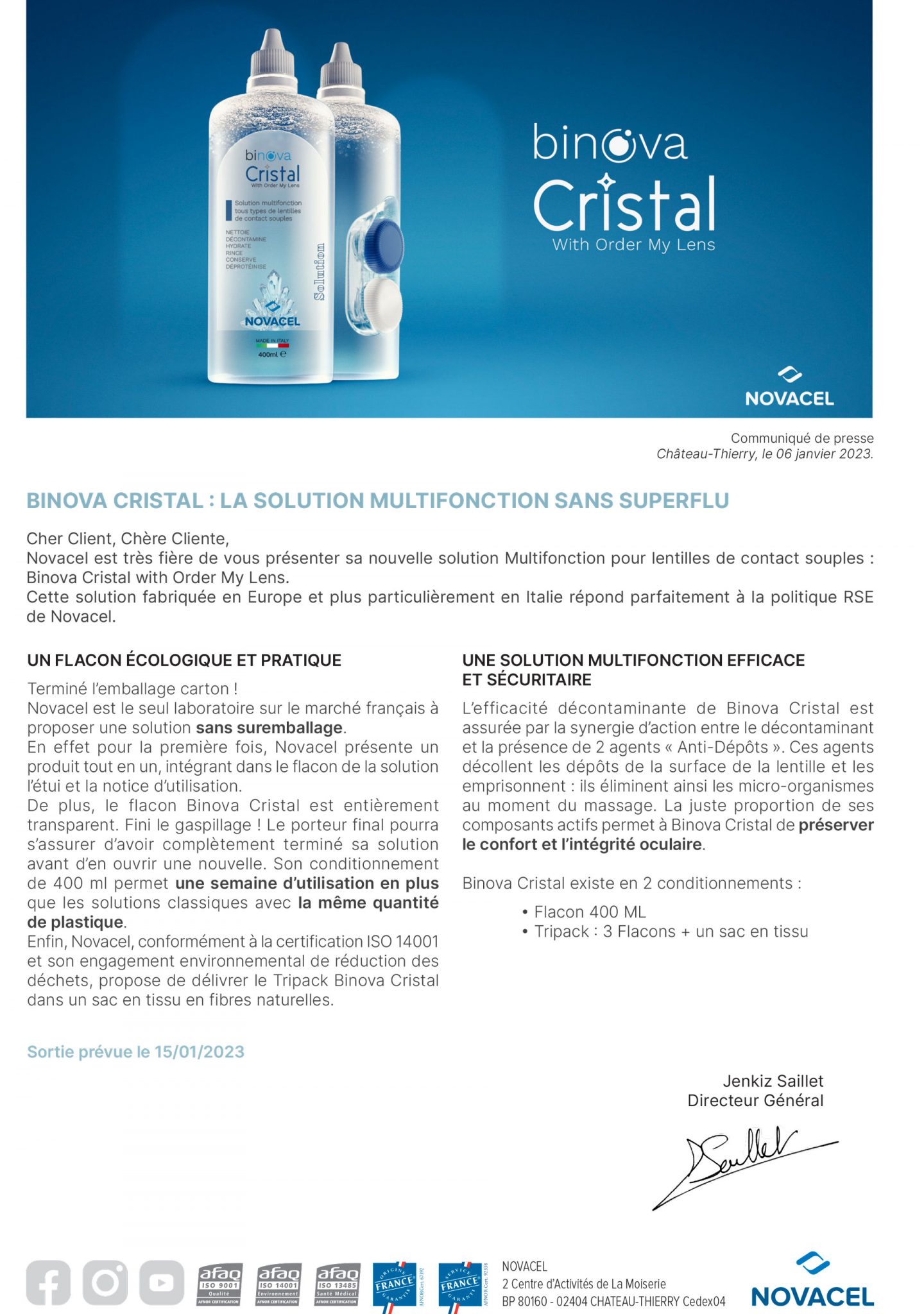 Cristal BiNova – 🇫🇷 Novacel Optical